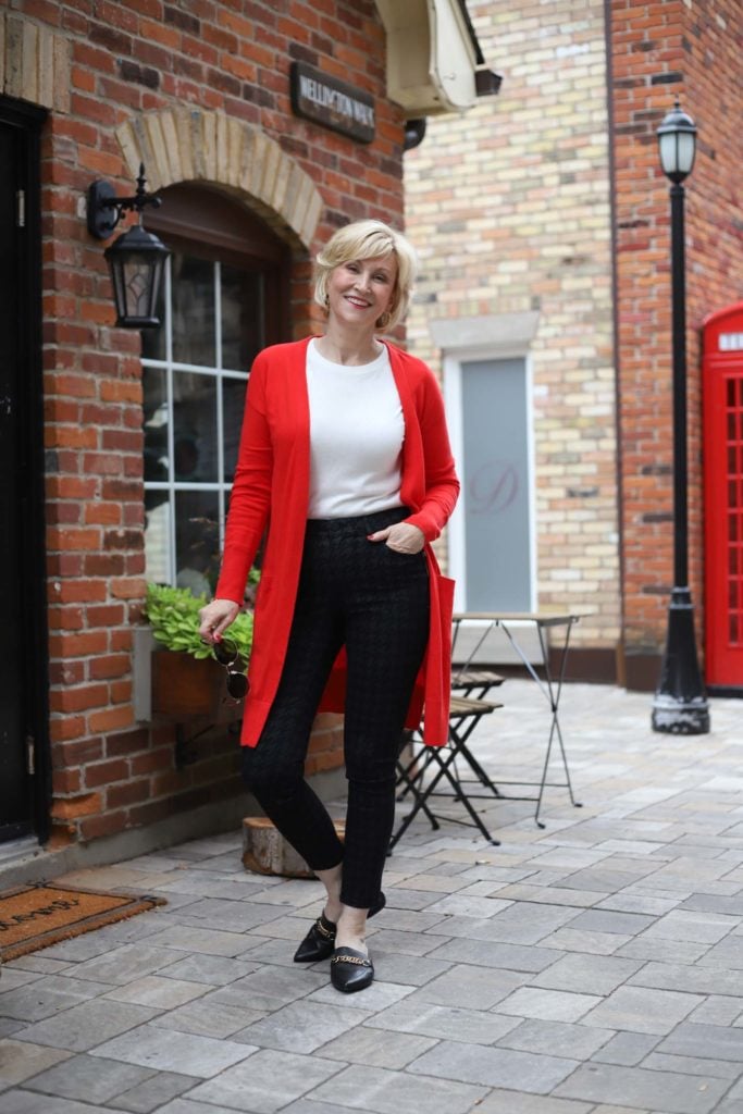 3 Ways to Wear a Long Red Cardigan This Fall - Fabulous after 40